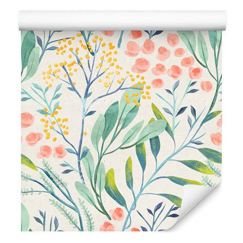 Tapeta w stylu retro kwiaty natura zieleń salon FWP 2942 VER 53 Cena Opinie Tapety w
