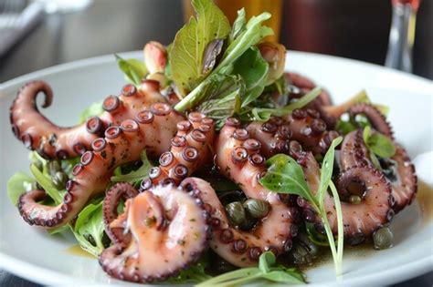 Premium Photo Gourmet Octopus Salad With Marinated Artichoke Hearts