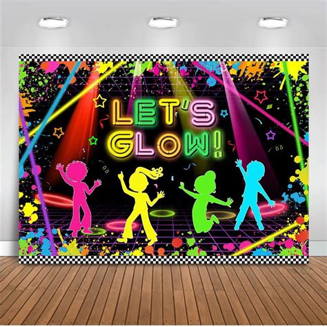 Mocsicka Glow Party Backdrop Fabric Neon Birthday Party