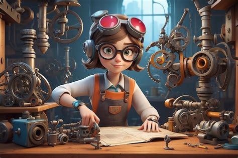 Premium Photo Pushing Technological Limits Eccentric Engineer Emily