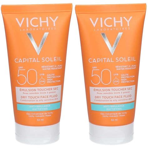 Vichy Capital Soleil Emulsion Toucher Sec Spf50 Tube 50ml 2x50 Ml