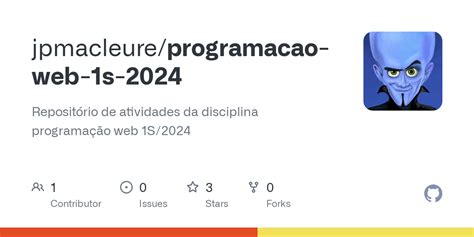 GitHub jpmacleure programacao web s Repositório de atividades da disciplina programação