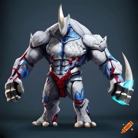Armored Rhino Character For Fighting Game On Craiyon