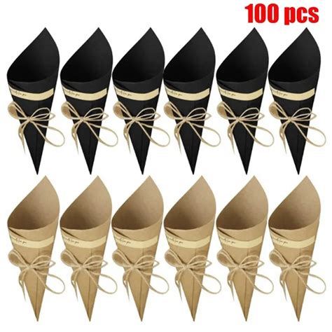 ₩287에서 소설 Diy 레트로 크래프트 종이 콘 사탕 상자 꽃 홀더 크래프트 종이 결혼식 및 파티 장식 선물 공예 201128