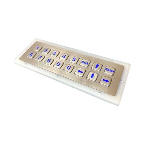 16 Keys Rugged Embedded Horizontal Double Row Layout Backlight Metal Numeric Keypad