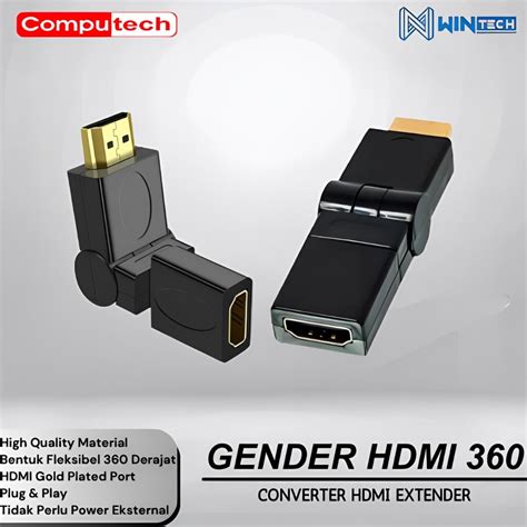 Jual Converter Connector Gender HDMI Extender Male To Female 360 Derajat Konverter Konektor