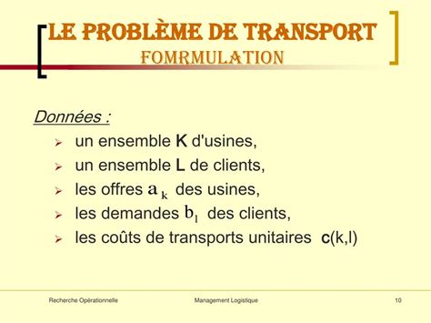 Ppt Gestion Du Probleme De Transport Powerpoint Presentation Free