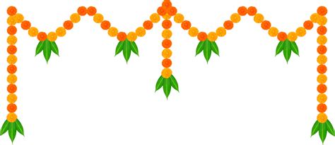 Mango Leaves And Marigold Flowers Garland For Indian Festival