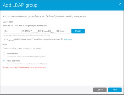 Cisco Meeting Management Ldap Group Error Cisco Community
