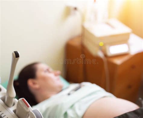 Pregnant Girl On Ultrasound Examination In The Third Trimester