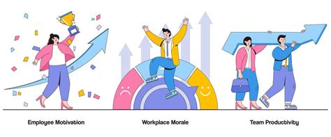 Employee Motivation Workplace Morale Team Productivity Concept With Character Motivated