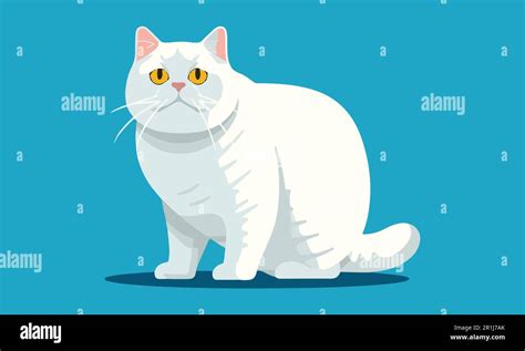 A White British Shorthair Cartoon Cat Vector Illustration Stock Vector