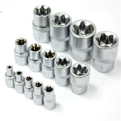 14 Pc E Type Torx Star Female Socket Set 14 38 And 12 Drive E4