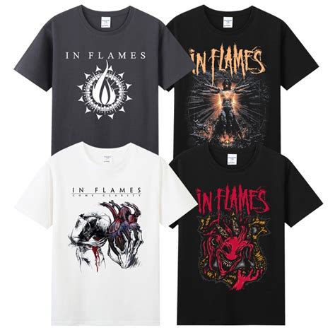 夏纯棉圆领半袖短袖男装摇滚周边青少年t恤乐队in Flames虎窝淘