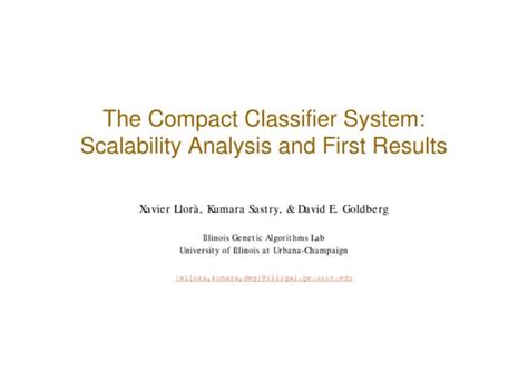 The Compact Classifier System Motivation Analysis And First Results Ppt
