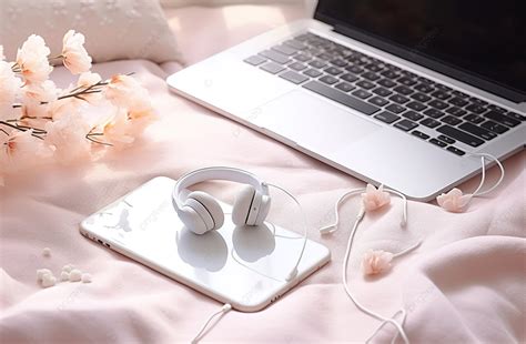 마이크와 노트북이 있는 이어폰 감수성 겨울 계절 배경 일러스트 및 사진 무료 다운로드 Pngtree