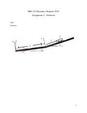 Hw2 Solutions Pdf MIE 310 Dynamics Summer 2022 Assignment 2