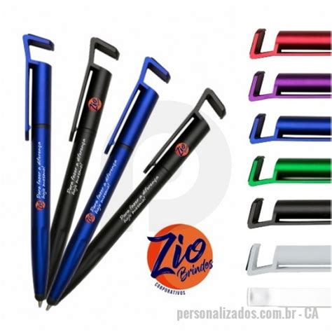 Caneta Personalizada CA Caneta 3 em 1 CA2 Caneta plástica com suporte para celular