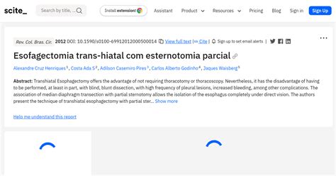 Esofagectomia Trans Hiatal Com Esternotomia Parcial Scite Report
