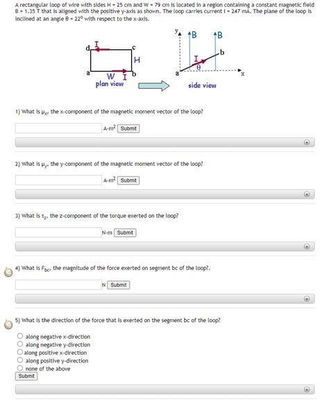 Solved A Rectangular Loop Of Wire With Sides H 25 Cm And W Chegg Com
