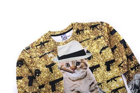 Mr1991inc New Arrival Menwomen 3d Sweatshirts Funny Print Smoking Cat