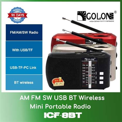 Golon Ict 8bt Am Fm Sw Usb Bt Wireless Mini Portable Radio With 3 Months Shop Warranty Lazada