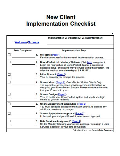 Free 33 Client Checklist Samples In Pdf Ms Word