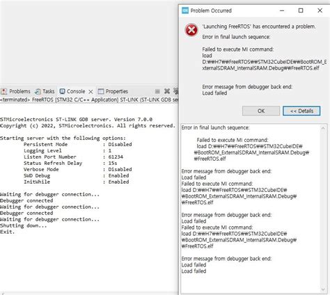 Stm32h7b3i Dk Error Message From Debugger Back En