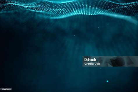 추상적인 데이터 기술 입자 점으로 디지털 풍경입니다 사이버 공간 기술 포인트로 구성 된 물결 모양 표면빅 데이터 전송 3d 일러스트레이션 소음에 대한 스톡 사진 및 기타