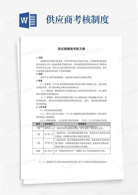 大气版供应商绩效考核方案word模板下载编号qrwapnal熊猫办公