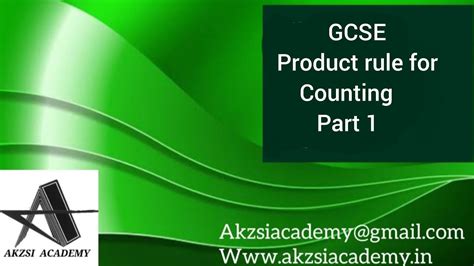 Gcse Product Rule For Counting Part 1 Youtube
