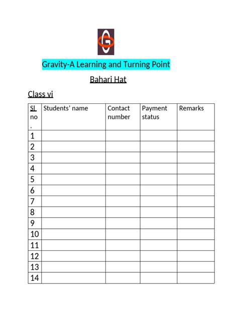 Gravity Class Vi Registration Form Pdf