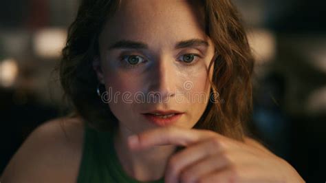 remote worker watching computer at home office busy girl using digital