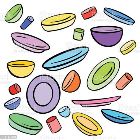 만화 접시와 컵 머그컵과 접시 만화 벡터 일러스트의 컬렉션 공란에 대한 스톡 벡터 아트 및 기타 이미지 공란 그릇 깨끗한 Istock