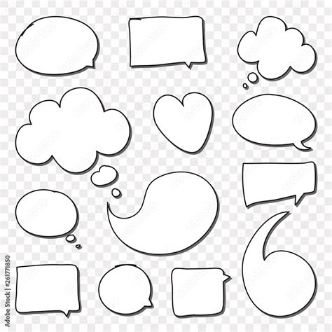 Set Of Cute Speech Bubble With Text In Doodle Style Vector Creative
