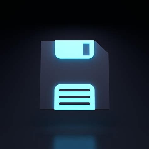 Premium Photo Floppy Disk Icon With Neon Elements 3d Rendering