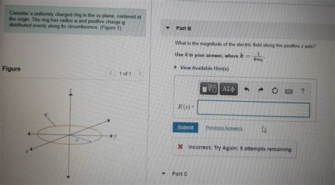 Solved Consider A Uniformly Charged Ring In The Xy Plane
