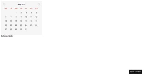 Vuelendar Simple Day Selector Codesandbox