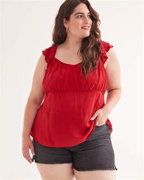 Red Blouse With Double Flutter Sleeves Penningtons