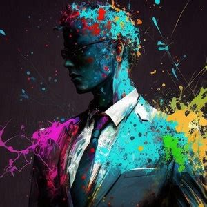Guy In Suit Colorful Modern Art Portrait Abstract Art Instant