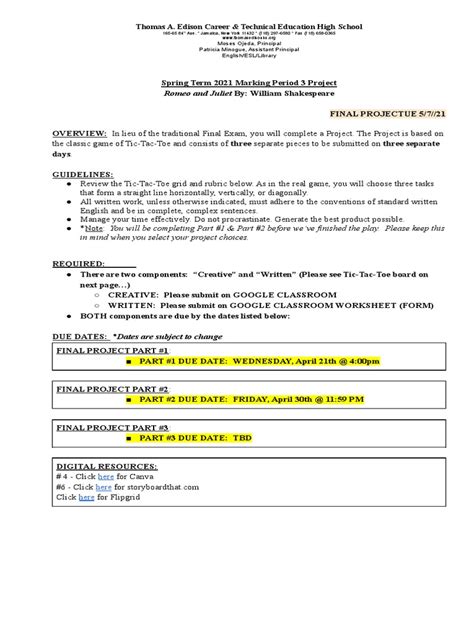tic tac toe project rj pdf romeo and juliet proofreading