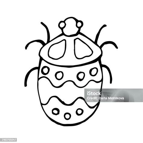Art Illustration 딱정벌레 벌레의 색칠 공부 페이지 곤충 윤곽선 벡터 아이콘 벽지 손으로 그린 낙서 스타일 흰색 바탕에 고립 된 검은 선 곤충에 대한 스톡 벡터