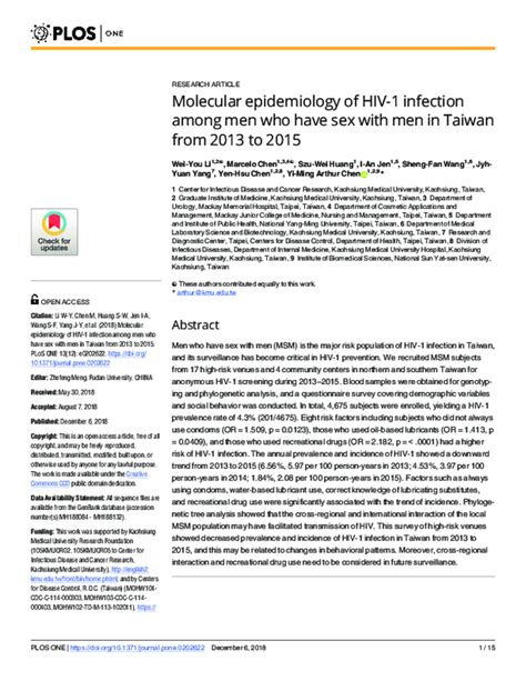 Pdf Molecular Epidemiology Of Hiv 1 Infection Among Men Who Have Sex
