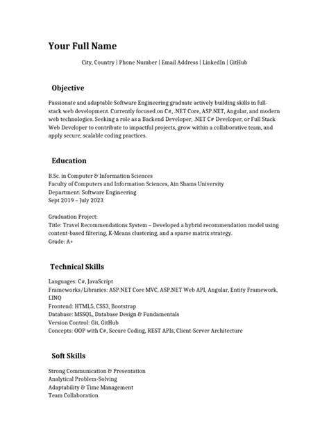 updated backend fullstack dotnet cv pdf world wide web internet and web