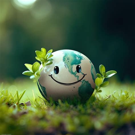 Ilustração D da Terra Sorridente Conceito do Dia da Terra Foto Premium