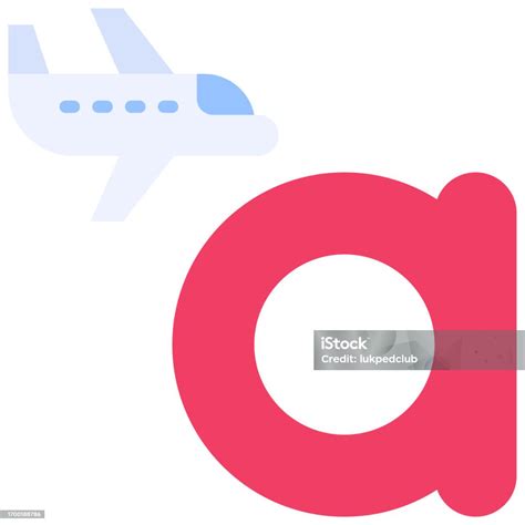 Ilustración De Letra Un Alfabeto Con Icono De Avión Ilustrador