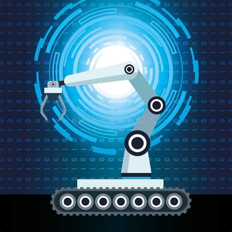 Artificial Intelligence Technology Robotic Arm Binary Code Background
