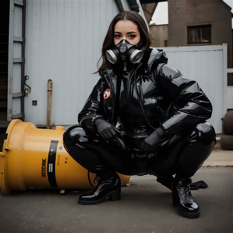 Beautiful Women In A Latex Suit And Puffer Jacket By Lady Danielle On