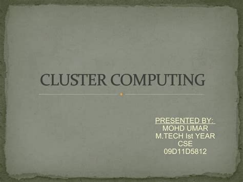 cluster computing ppt programming languages computing