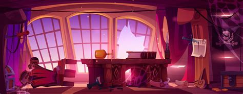 Free Vector Abandoned Pirate Ship Cabin Interior